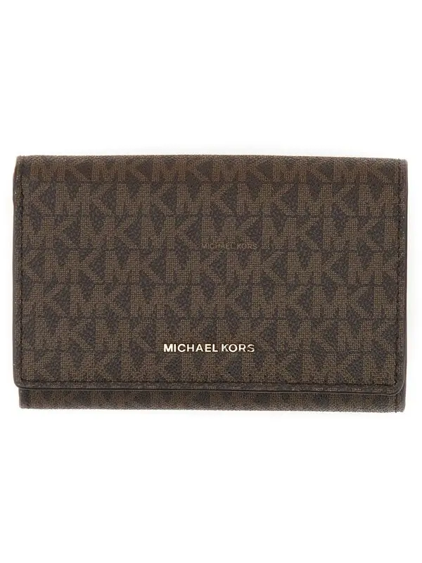 Michael Kors Mini Logo Print Wallet - Brown