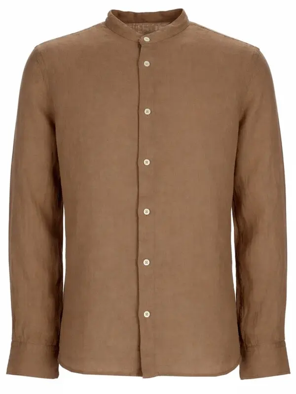 120% Lino Slim Fit Linen Shirt Size - Brown