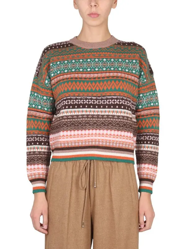 BALLANTYNE Fair Isle Pattern Crewneck Sweater - Multicolour