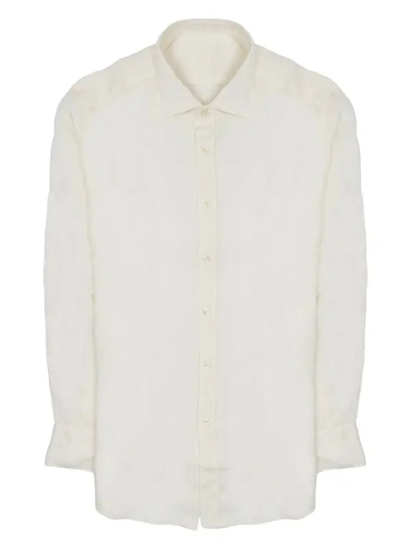 120% Lino Linen Button-up Shirt - White