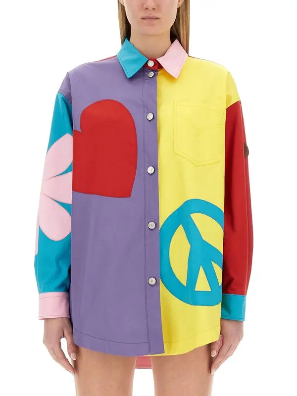 Moschino Allover Graphic Printed Long-sleeved Shirt - Multicolour