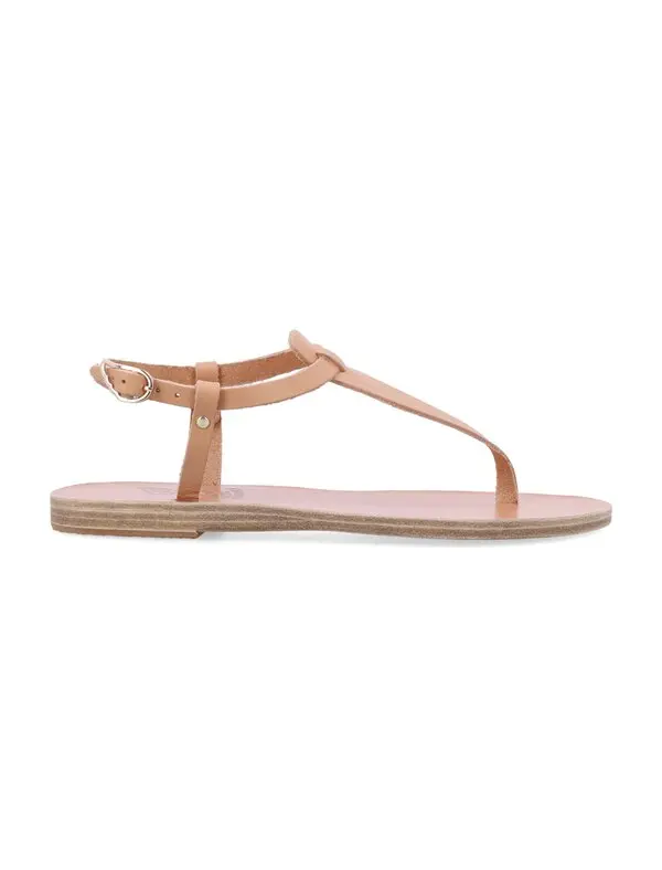 ANCIENT GREEK SANDALS Timeless Leather Thong Sandals With Adjustable Ankle Strap - Nude