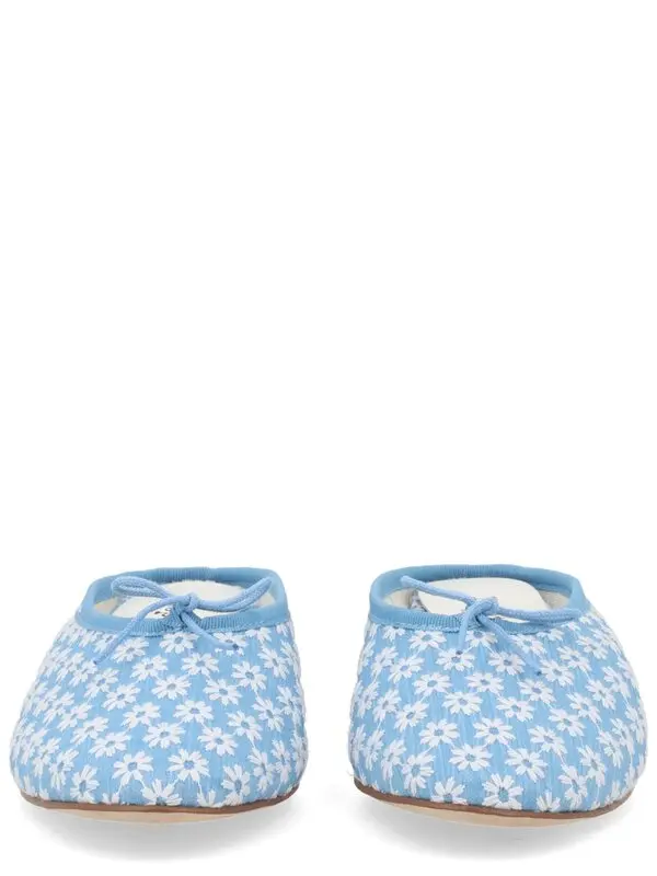 Repetto Ballerina Flats With Floral Print And Drawstring Detail - Azure