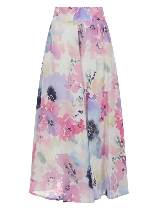 120% Lino Floral Print Cotton Mini Skirt