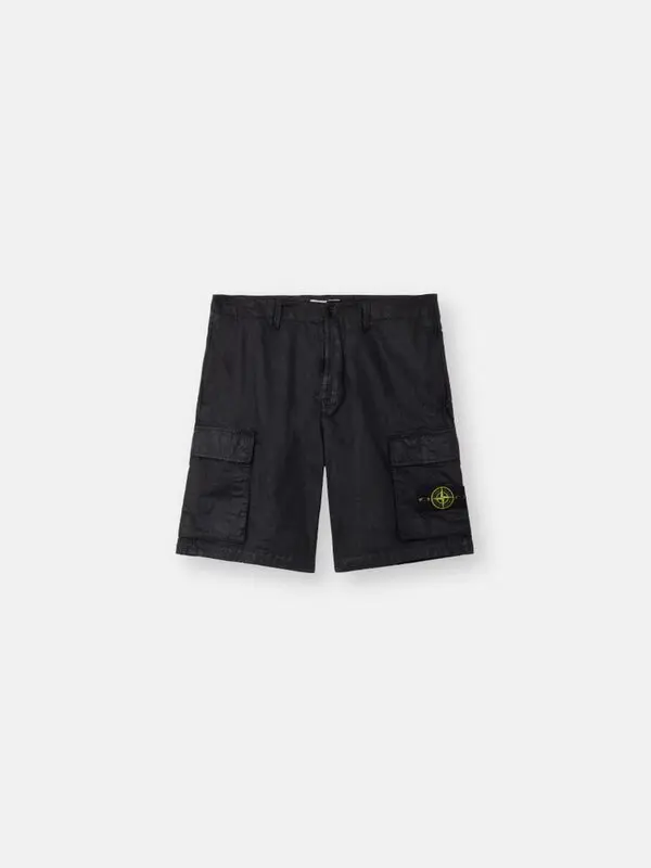 Stone Island Cargo Bermuda Shorts In Innovative Nylon - Black
