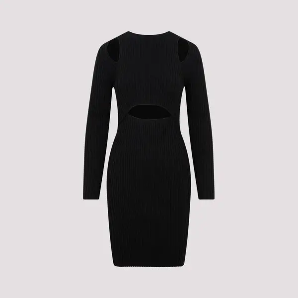 JONATHAN SIMKHAI X WOLFORD Ribbed Cutout Knit Dress - Black