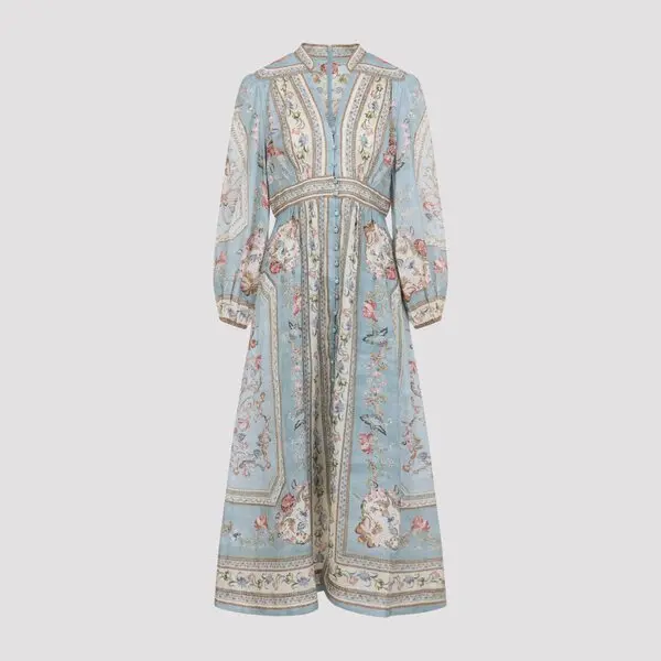 Zimmermann Printed Plunge Midi Dress - Multicolour