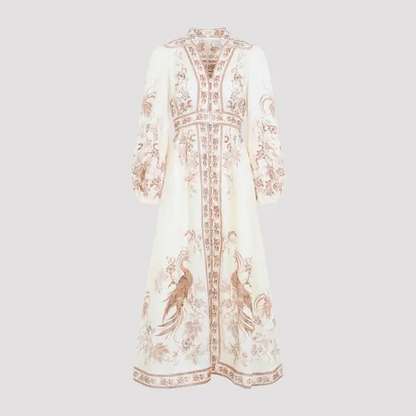 Zimmermann Printed Plunge Midi Dress - Multicolour