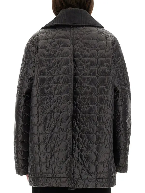 GANNI Shiny Quilt Midi Jacket - Grey