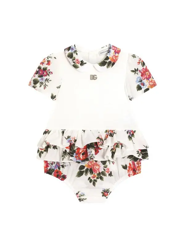 Dolce & Gabbana Baby Girls' Floral Print T-shirt And Bloomers Set - Multicolour
