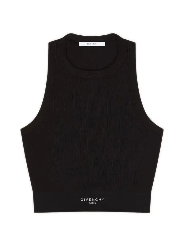 Givenchy Ribbed Logo Knit Cropped Top - Nero