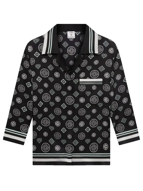Casablanca Gradient Monogram Short-sleeve Silk Shirt - Black