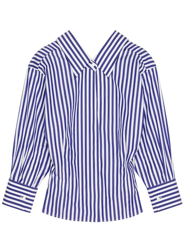 Givenchy Long-sleeved Striped Cotton Poplin Shirt - Blu