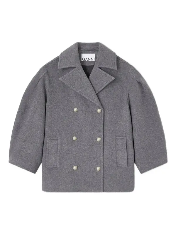 GANNI Button-front Notched Coat In Size