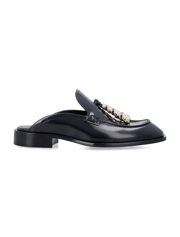 Loewe The Edge Loafer With Metal Chain Detailing - Black