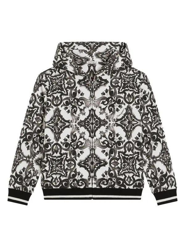 Dolce & Gabbana Majolica Print Zip-up Hoodie