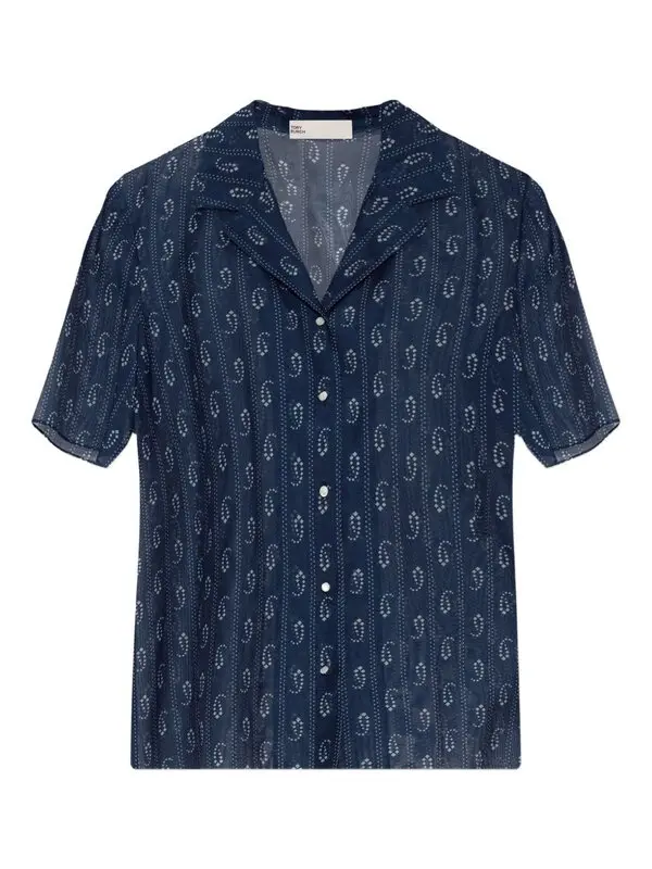 Tory Burch Printed Cotton And Silk-blend Shirt