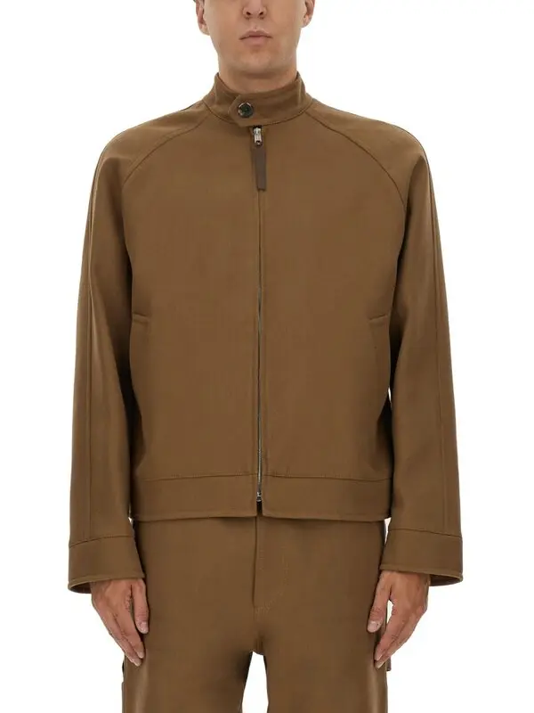 Moschino Cotton Zip Up Jacket With Stand Collar