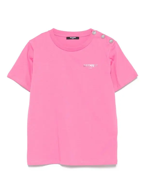 Balmain Stylish T-shirt With Decorative Gold Buttons Fw25