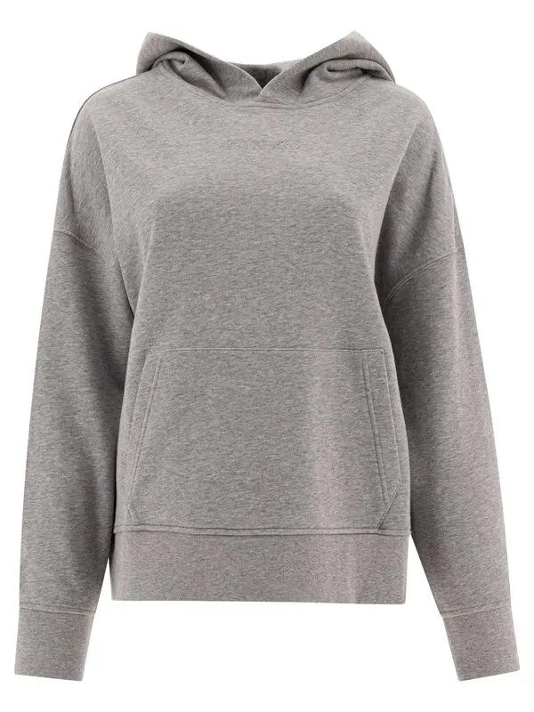Pinko Hooded Sweatshirt With Logo Detail - Grey