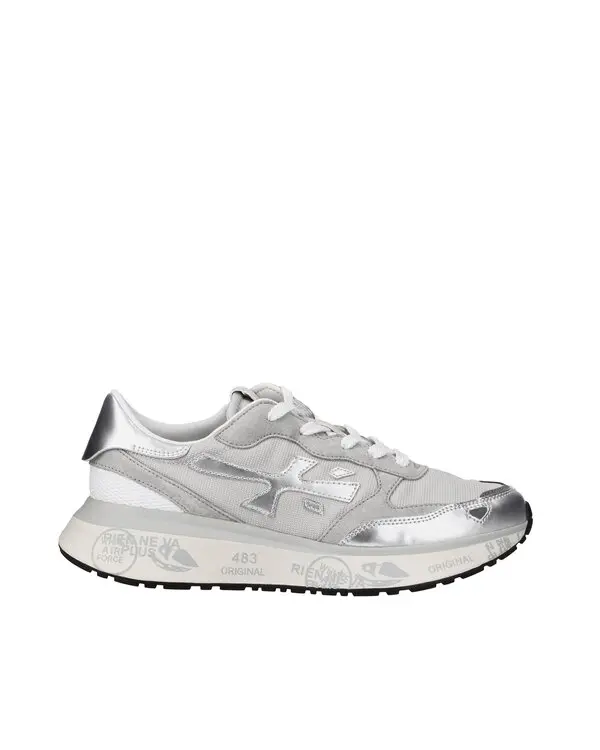 Premiata Low Top Running Sneakers With Glossy Accents - Silver