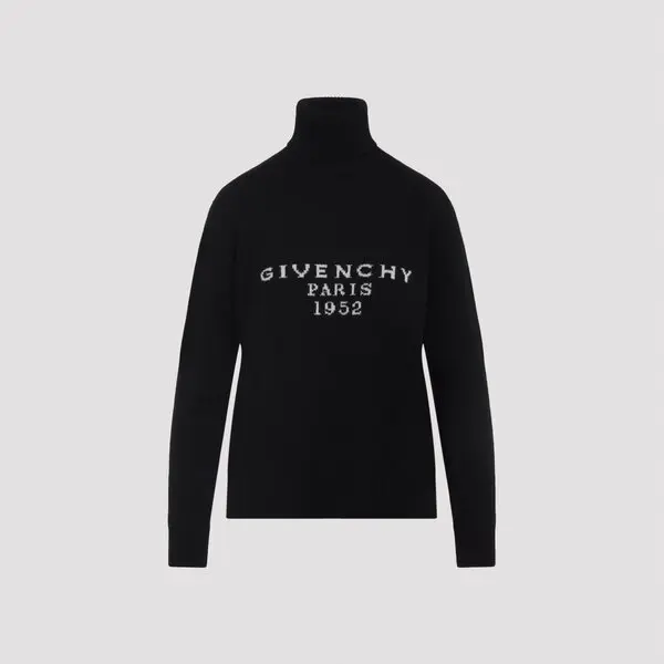 Givenchy Wool Cashmere Turtleneck Sweater With Signature - Black