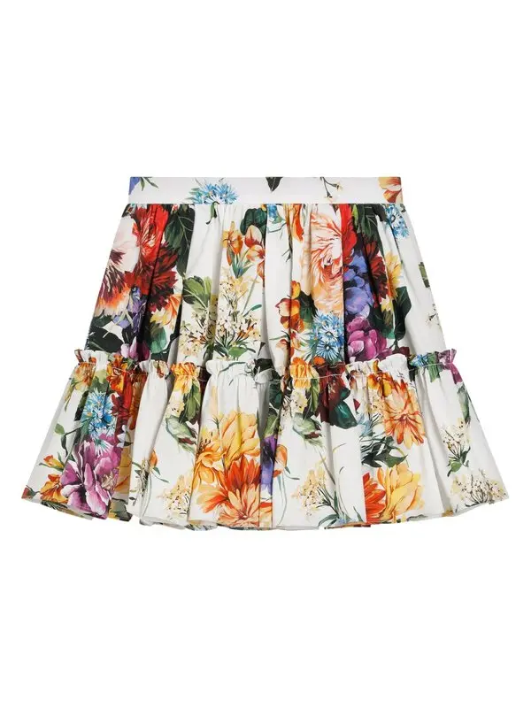 Dolce & Gabbana Pleated Floral-print Cotton-poplin Midi Skirt - Multicolour