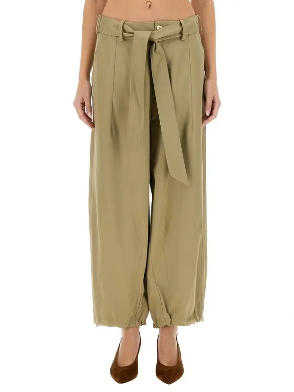 ALYSI Belted Cotton Pants