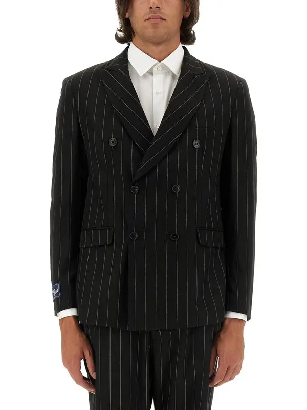 FAMILY FIRST Pinstripe Double-breasted Blazer