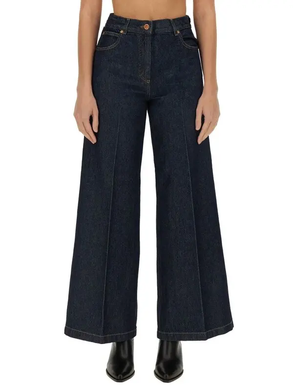 Aspesi Flared Leg Jeans In Dark Wash - Denim