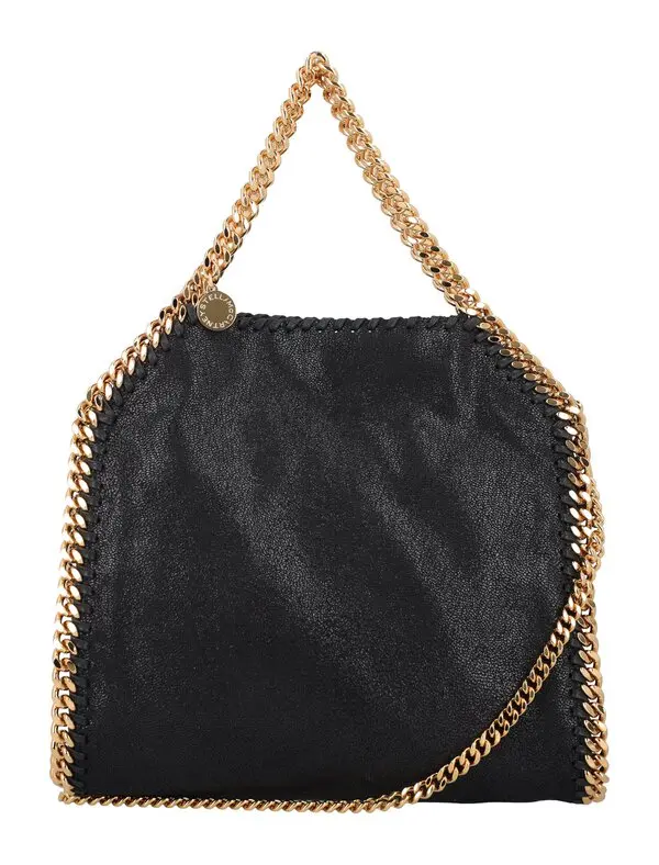 Stella McCartney Mini Tote Handbag With Gold-tone Diamond Chain - Black