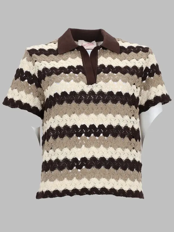 MC2 SAINT BARTH Crocheted Polo Top