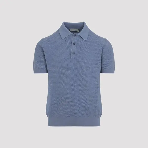 Canali Microstructured Cotton Polo Shirt With Plain-knit Collar