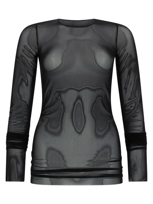 Rick Owens Sheer Mesh Long Sleeve Top