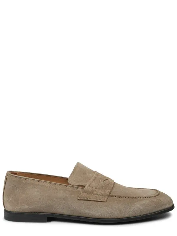 MILLE885 Moc Toe Leather Loafers - Beige