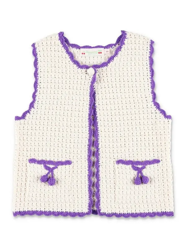 Bonpoint Laila Hand-crocheted Cardigan - Powder