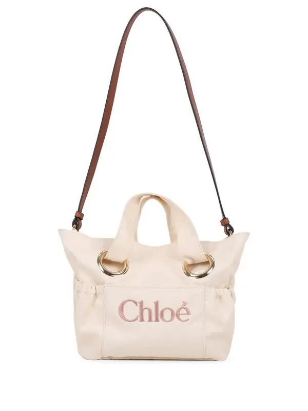 Chloé Two Handles Shoulder Bag With Embroidered Logo W40 X H25 X D12 Cm