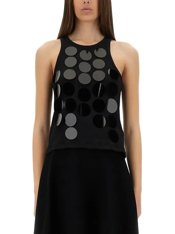 MSGM Embellished Cotton Blend Mini Top - Black
