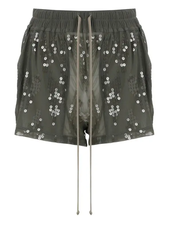 Rick Owens Embellished Mini Shorts - Green