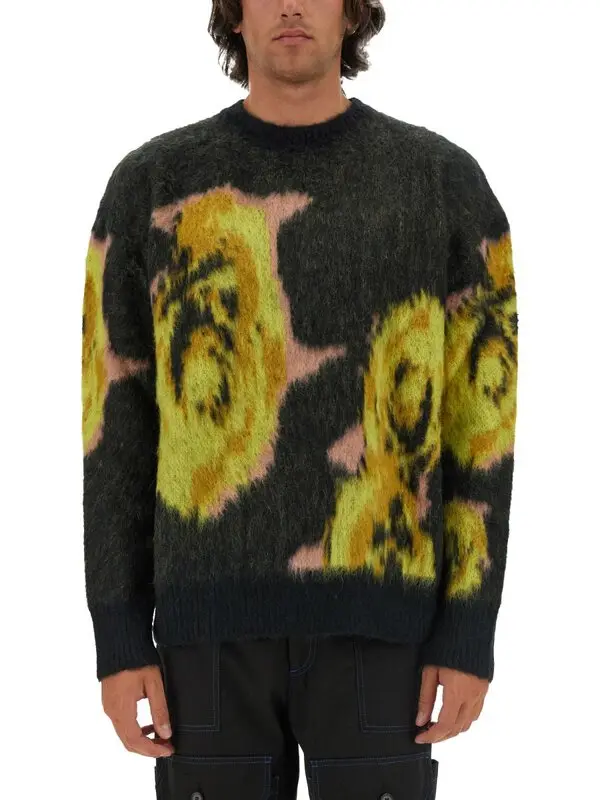 MSGM Rose Intarsia Print Jumper - Multicolour