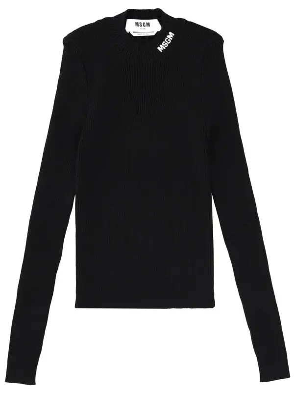 MSGM Ribbed Knit Sweater - Black