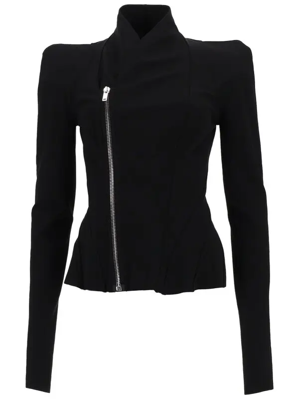 Rick Owens Zip-up Stand Collar Jacket - Black