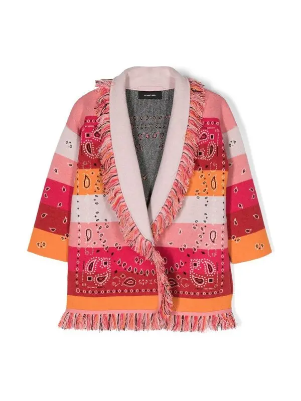 Alanui Bandana-print Cashmere Cardigan With Fringe - Multicolour