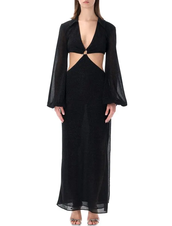 Oseree Lumière Cut-out Lurex Maxi Dress - Black