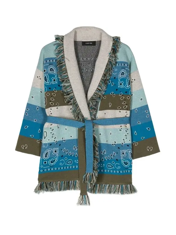 Alanui Striped Bandana-print Cashmere Cardigan - Multicolour