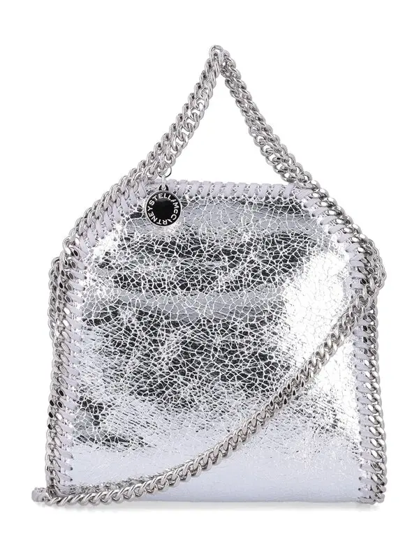 Stella McCartney Mini Faux Leather Handbag With Chain Trim - Silver