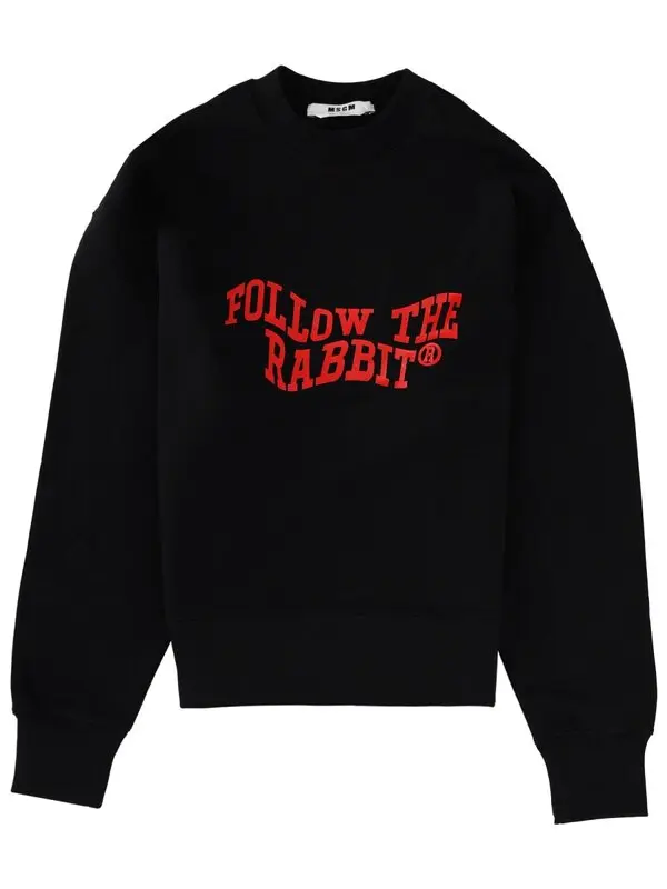 MSGM Cotton Sweatshirt With Graphic Print - Black