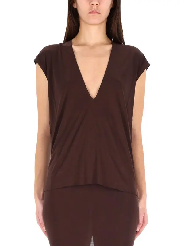 Rick Owens V-neck T-shirt - Brown