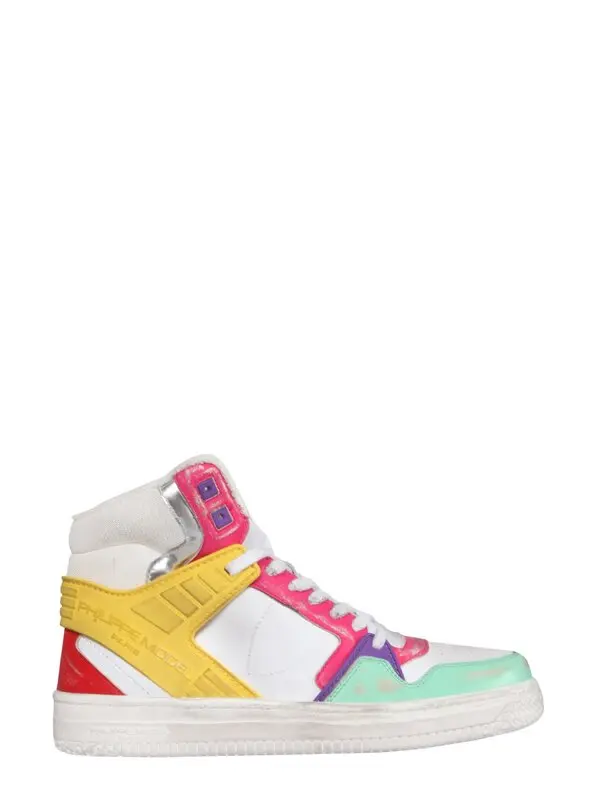 Philippe Model High Top Leather And Nylon Sneakers - Multicolour