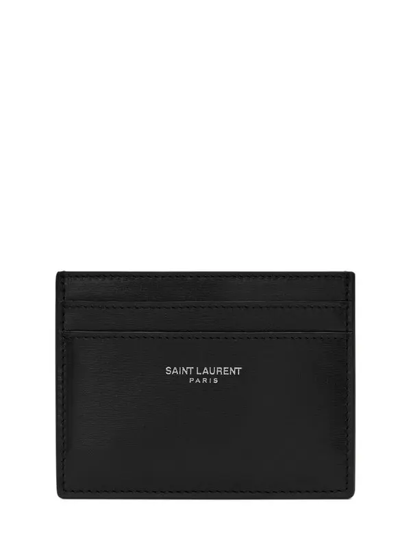 Saint Laurent Mini Card Case With Embossed Signature 10 X 7.5 X 0.5 Cm - Nero